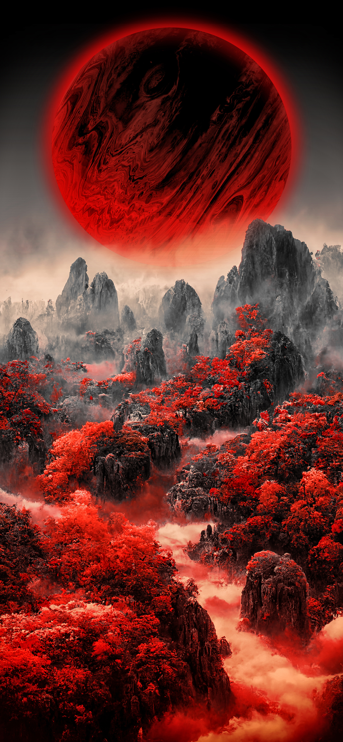 Hd Red Forest Wallpaper