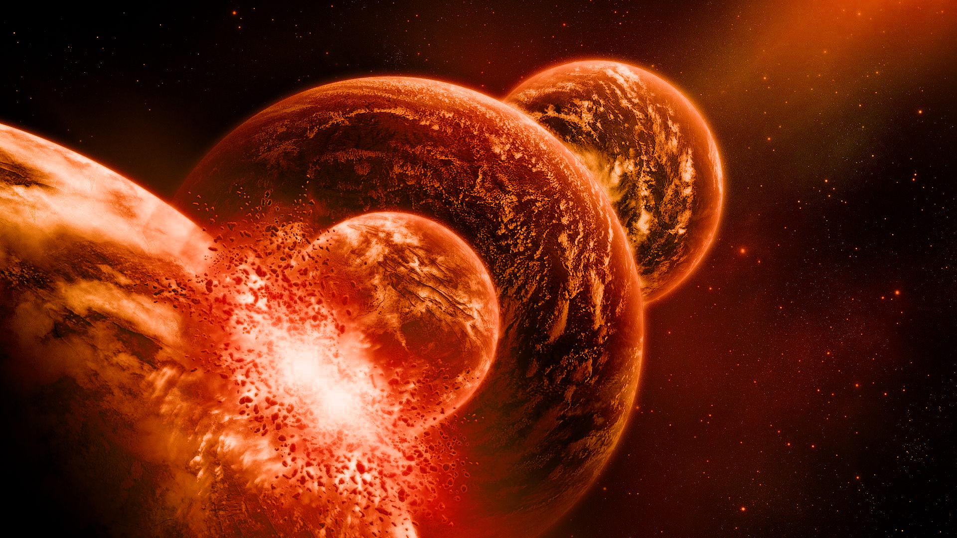 Planets Colliding Wallpaper Hd