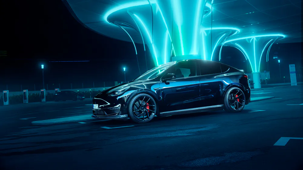 Manually crop Tesla Model Y, Tesla, Model Y, Electric car, Neon, Glow ...