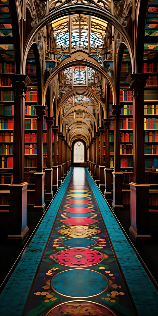 Library, Books, Background, Stained Glass (1440x3120) - Desktop ...